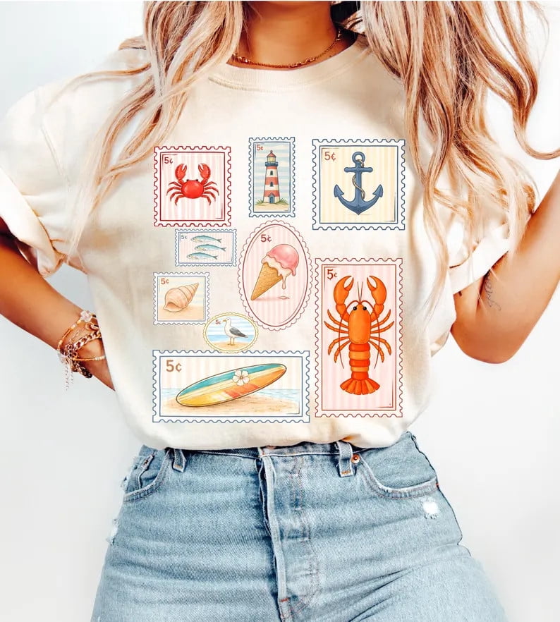 Beach Summer Vacation Coastal Ocean Relaxed T-Shirt - Walmart.com
