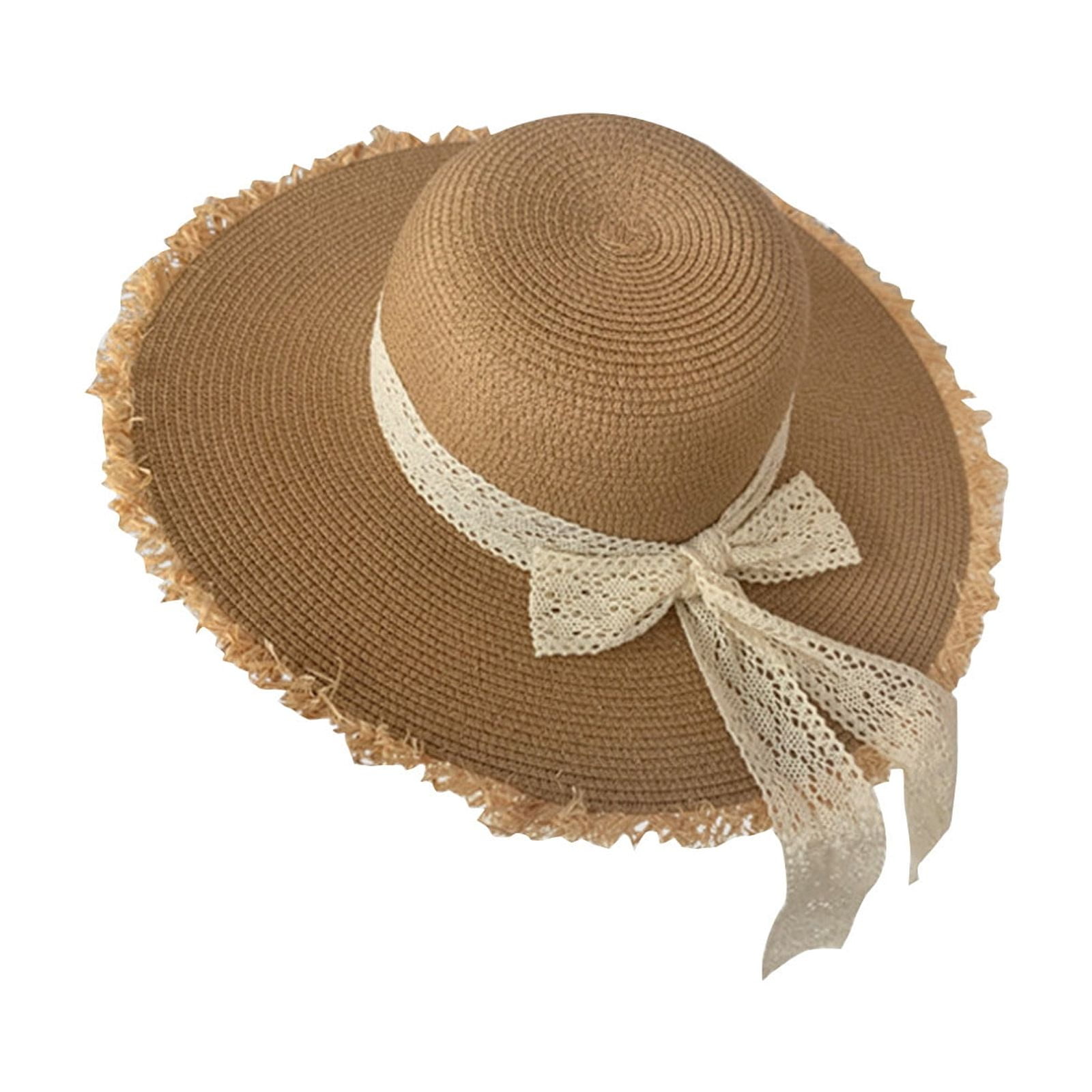 Beach Sun Straw Hats for Women Wide Brim Foldable UPF 50+ UV Sun ...