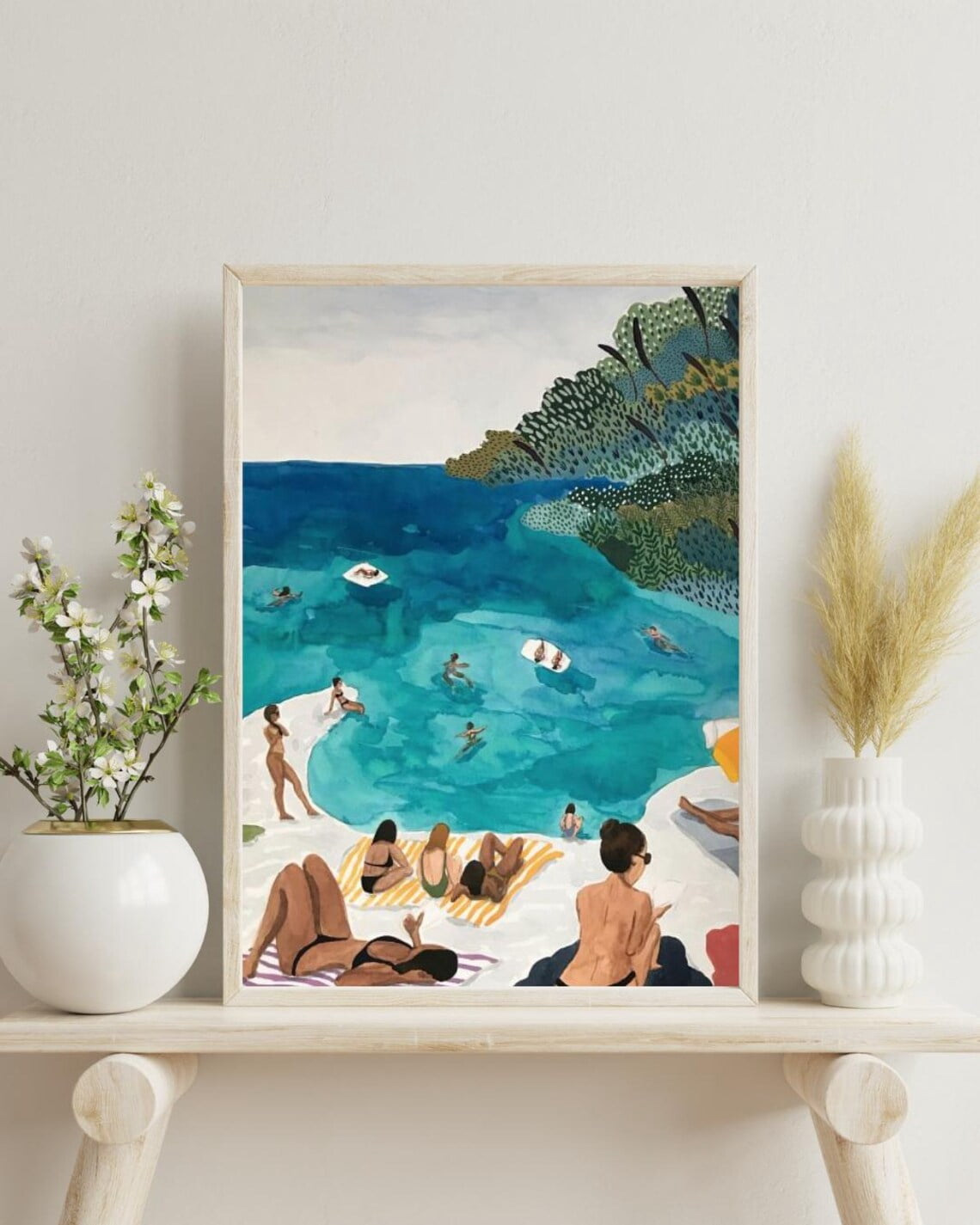 Beach Sunbathers Werner Bronkhorst Style Coastal Graphic Poster ...