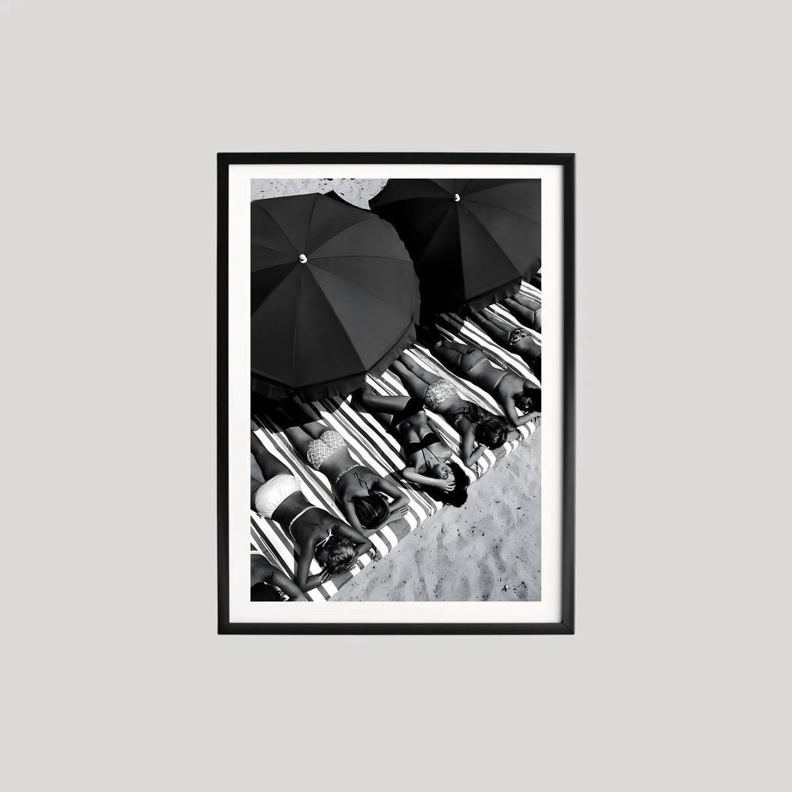 Beach Sunbathing Black and White Photography Chic Coastal Fine Art ...