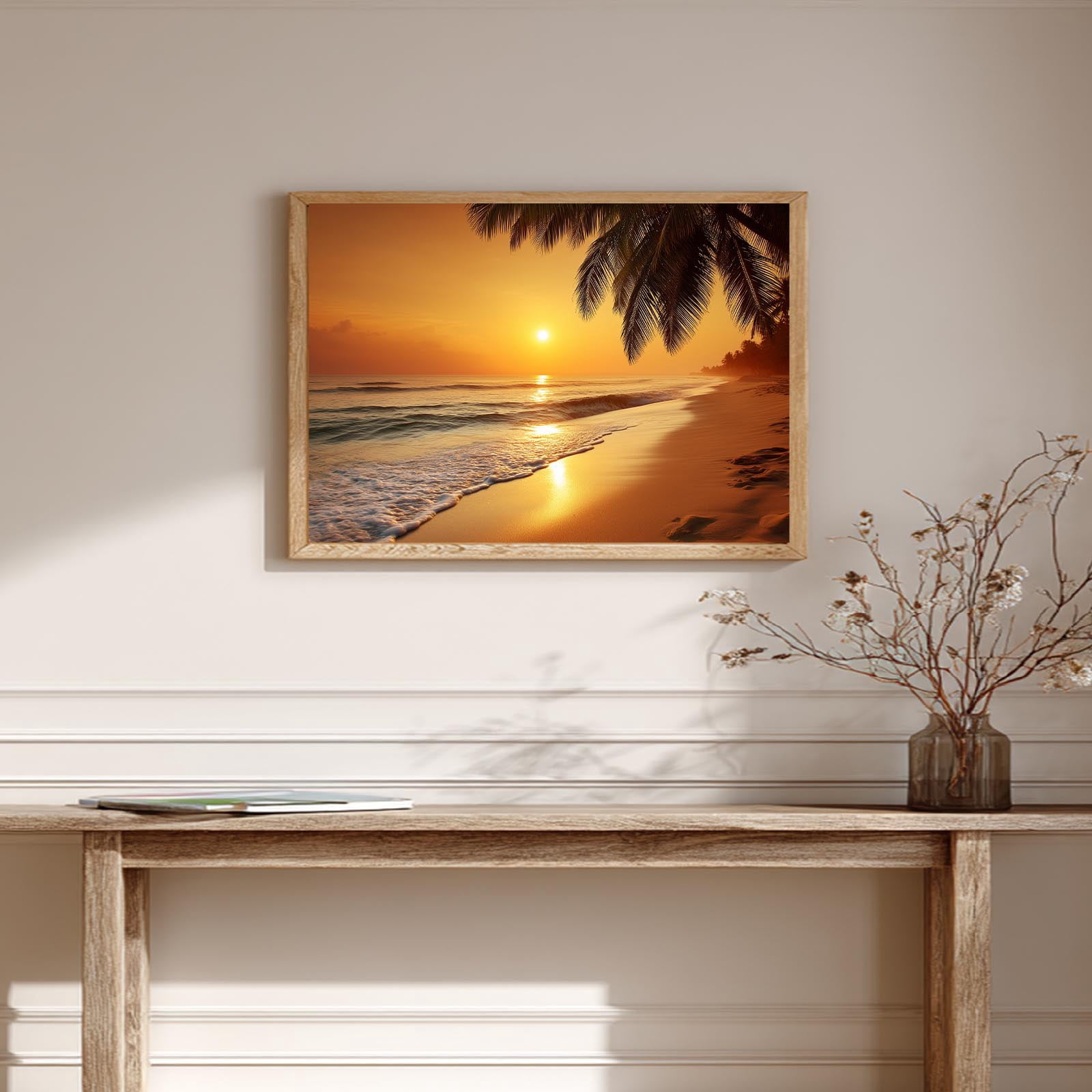 Beach Sunset Abstract Landscape Canvas Painting Print Wall Art for ...