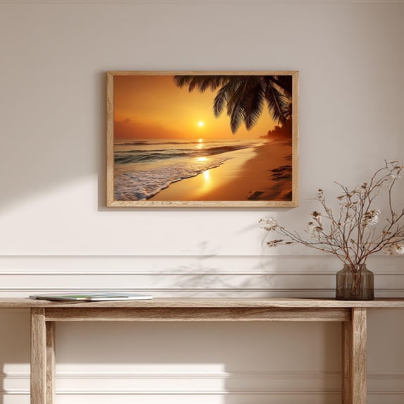 Beach Sunset Abstract Landscape Canvas Painting Print Wall Art for ...