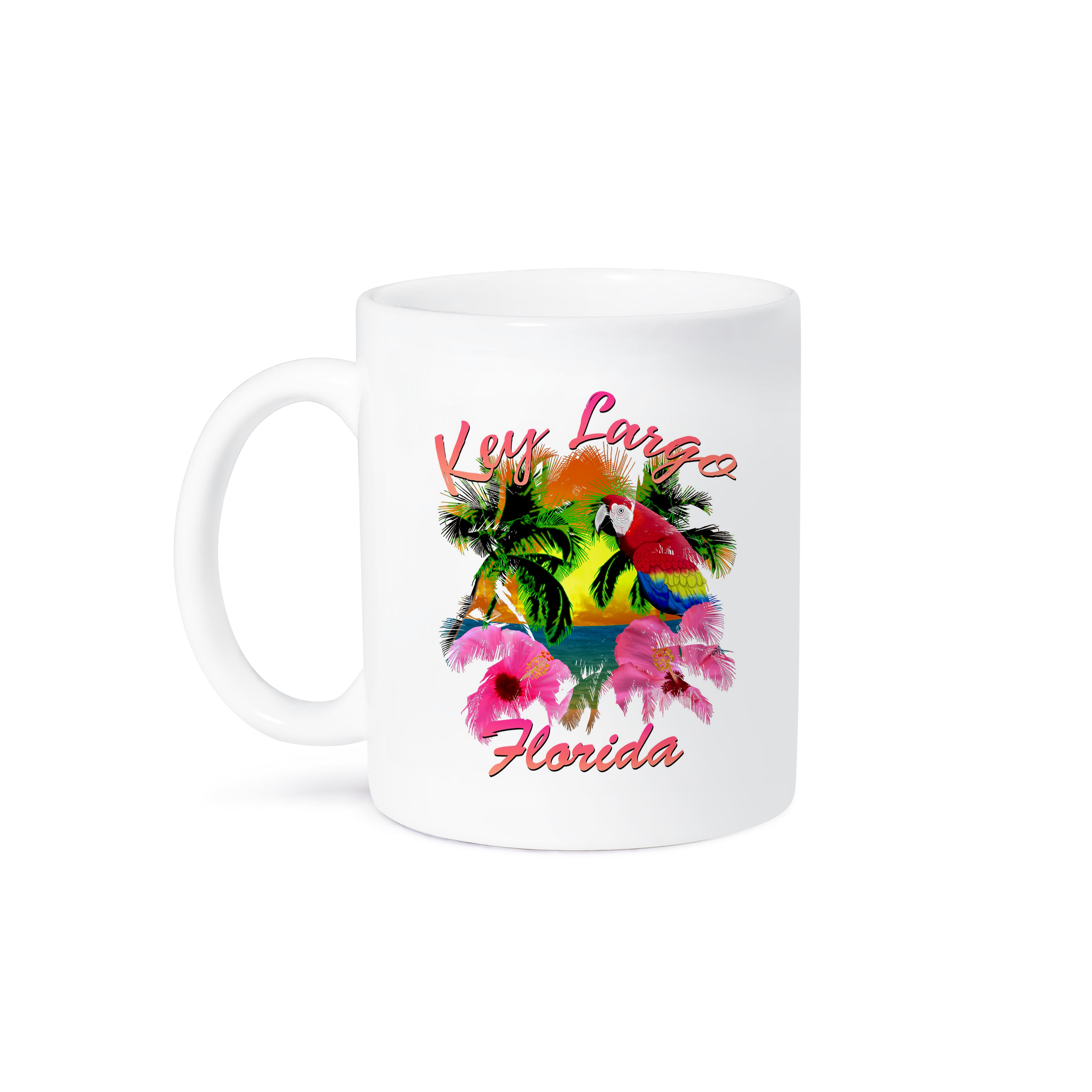 Beach Sunset And Parrot In The Florida Keys Of Key Largo Florida., 11oz ...