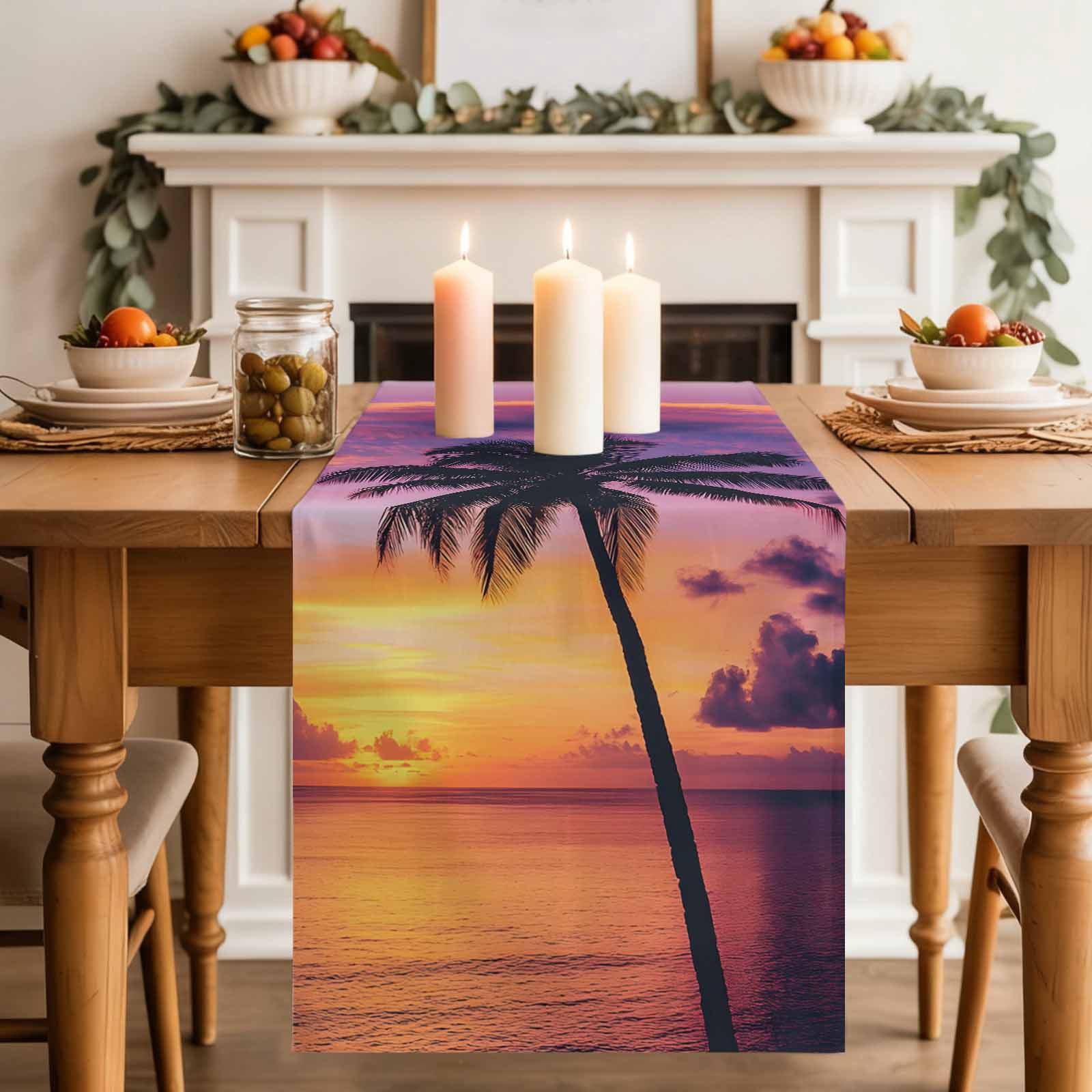 Beach Sunset Coconut Tree Table Runner 90 Inches Long,Kitchen Dining ...