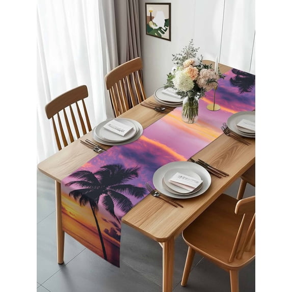 Beach Sunset Coconut Tree Table Runner 90 Inches Long, Summer Ocean ...