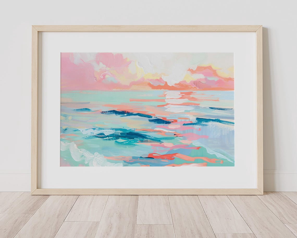 Beach Sunset Delight Bright Colorful Coastal Pastel Beach Summer Condo ...