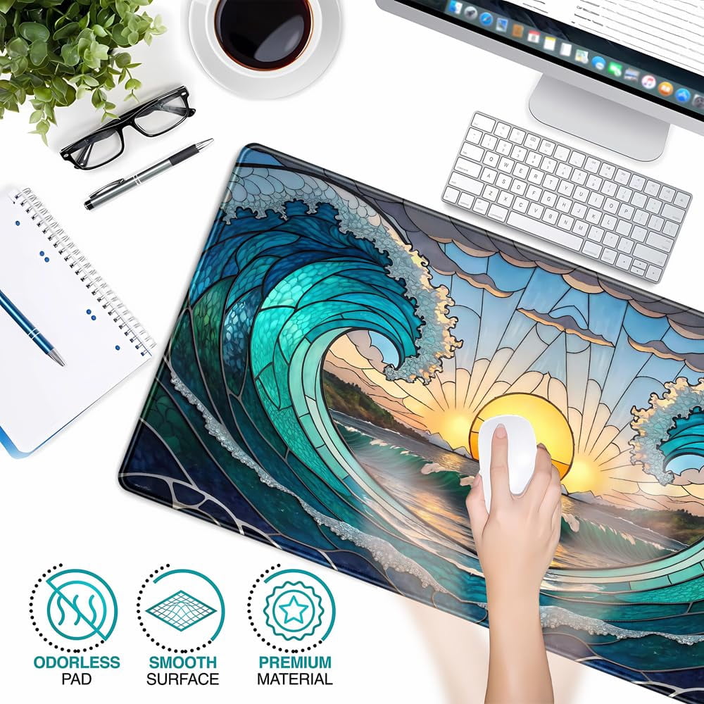 Beach Sunset Desk Pad Cute Large Mouse Mat Aesthetic Gaming Mats For ...