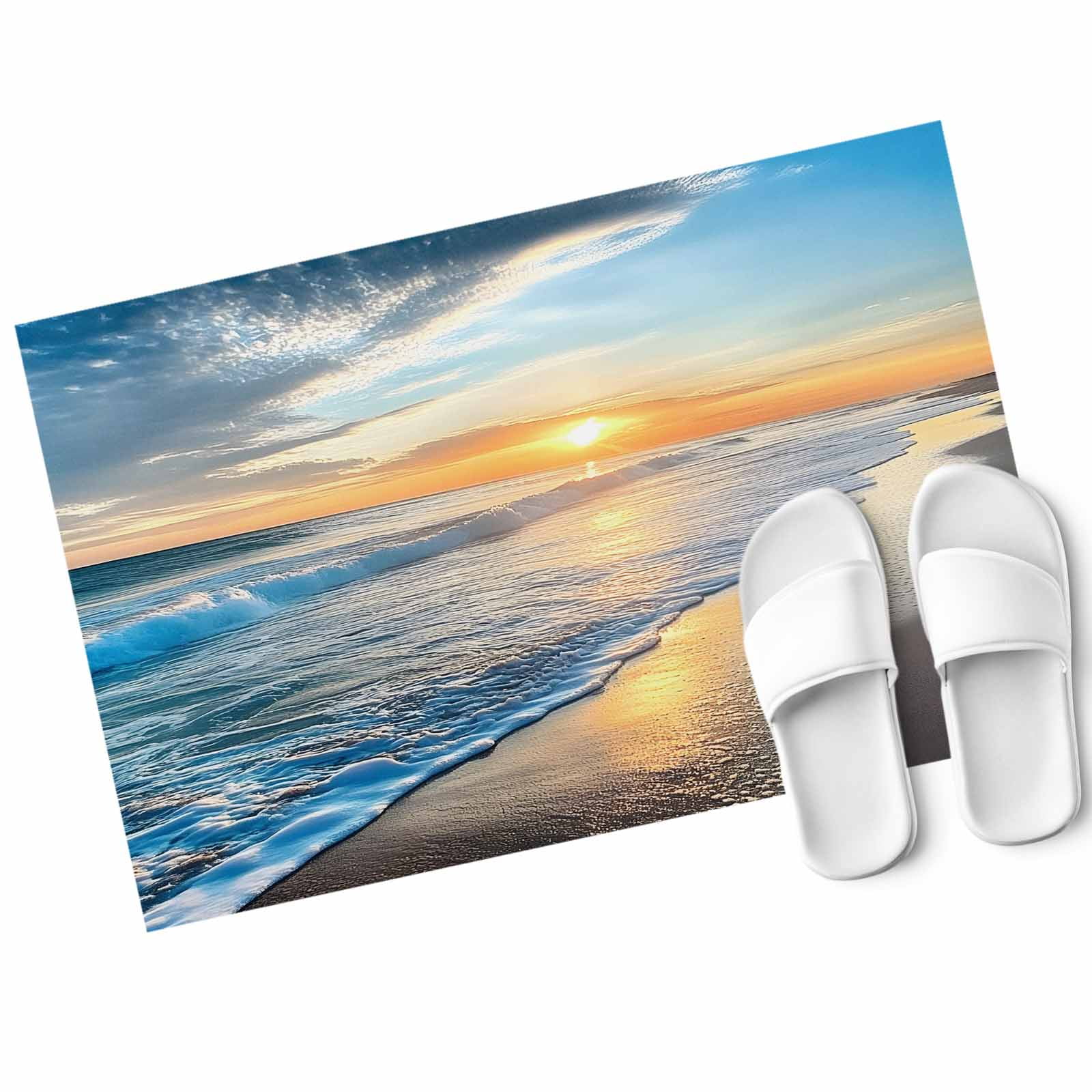 Beach Sunset Door Mat Ocean Spray Non Slip Absorbent Entrance Mat ...