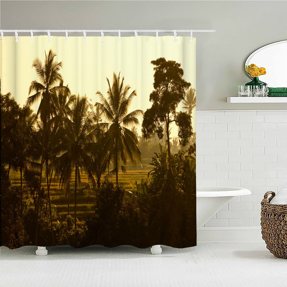 Beach Sunset Dusk Seaside Scenery Shower Curtains 3d Printing Bath ...