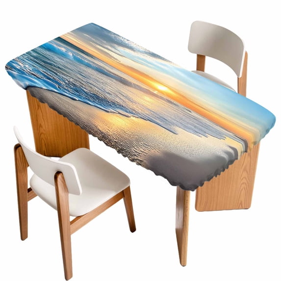 Beach Sunset Fitted Rectangle Tablecloth 30" x 60" Ocean Spray Sea ...