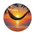 Beach Sunset Hammock Palm7.9x7.9in Round Aluminum Plaque Wall Art, UV ...