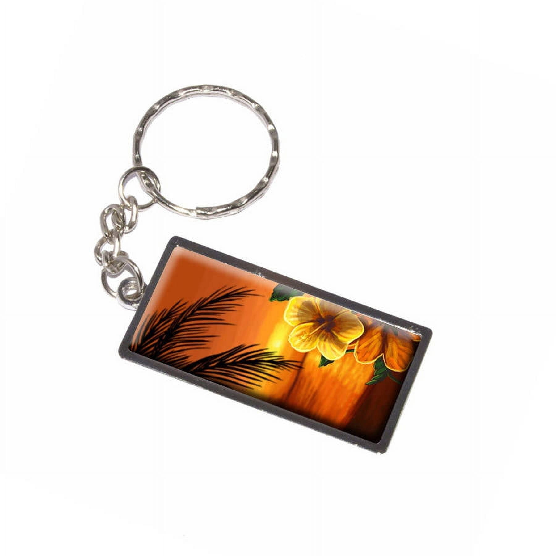 Beach Sunset Hibiscus Flower Palm Tree Ocean Hawaii Vacation Orange ...