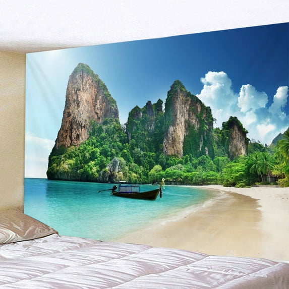 Beach Sunset Landscape Tapestry Wall Hanging Large Printed Fabric The ...