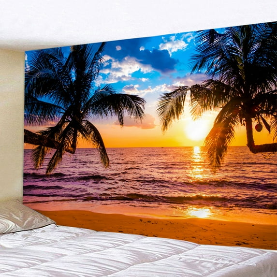 Beach Sunset Landscape Tapestry Wall Hanging Large Printed Fabric The ...
