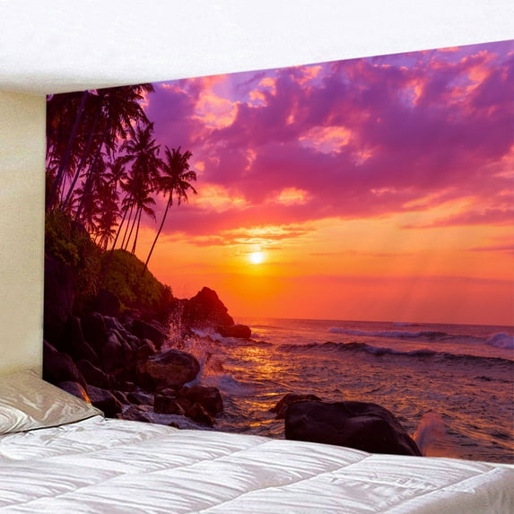 Beach Sunset Landscape Tapestry Wall Hanging Large Printed Fabric The ...