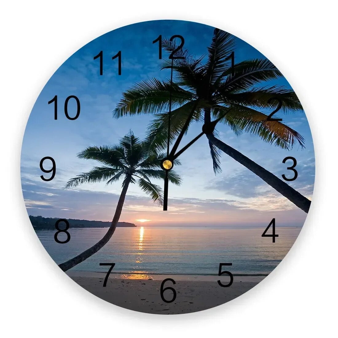Beach Sunset Ocean Scenery Wall Clocks Silent Home Cafe Office Wall ...