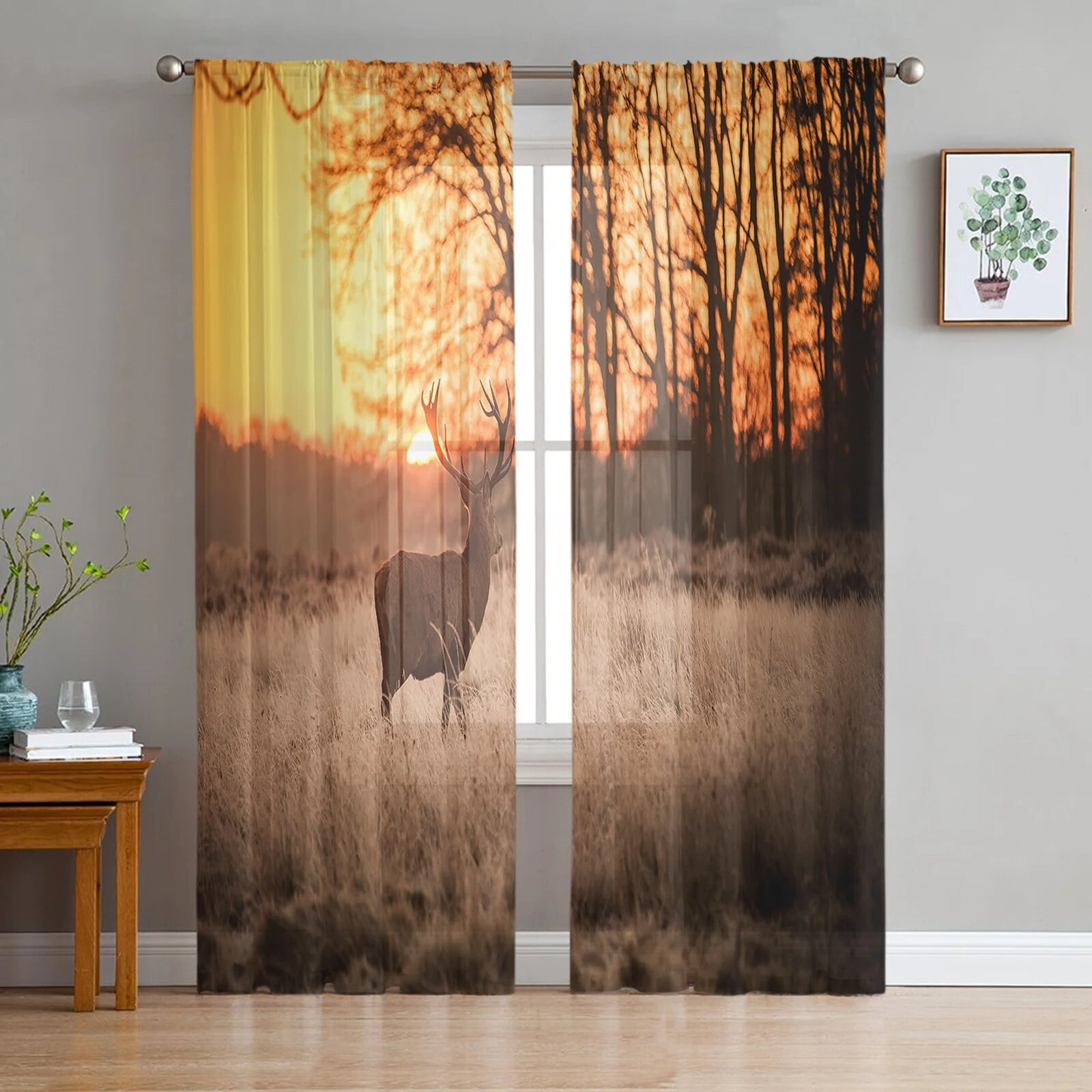 Beach Sunset Ocean Sheer Curtains for Living Room Bedroom Kitchen Tulle ...
