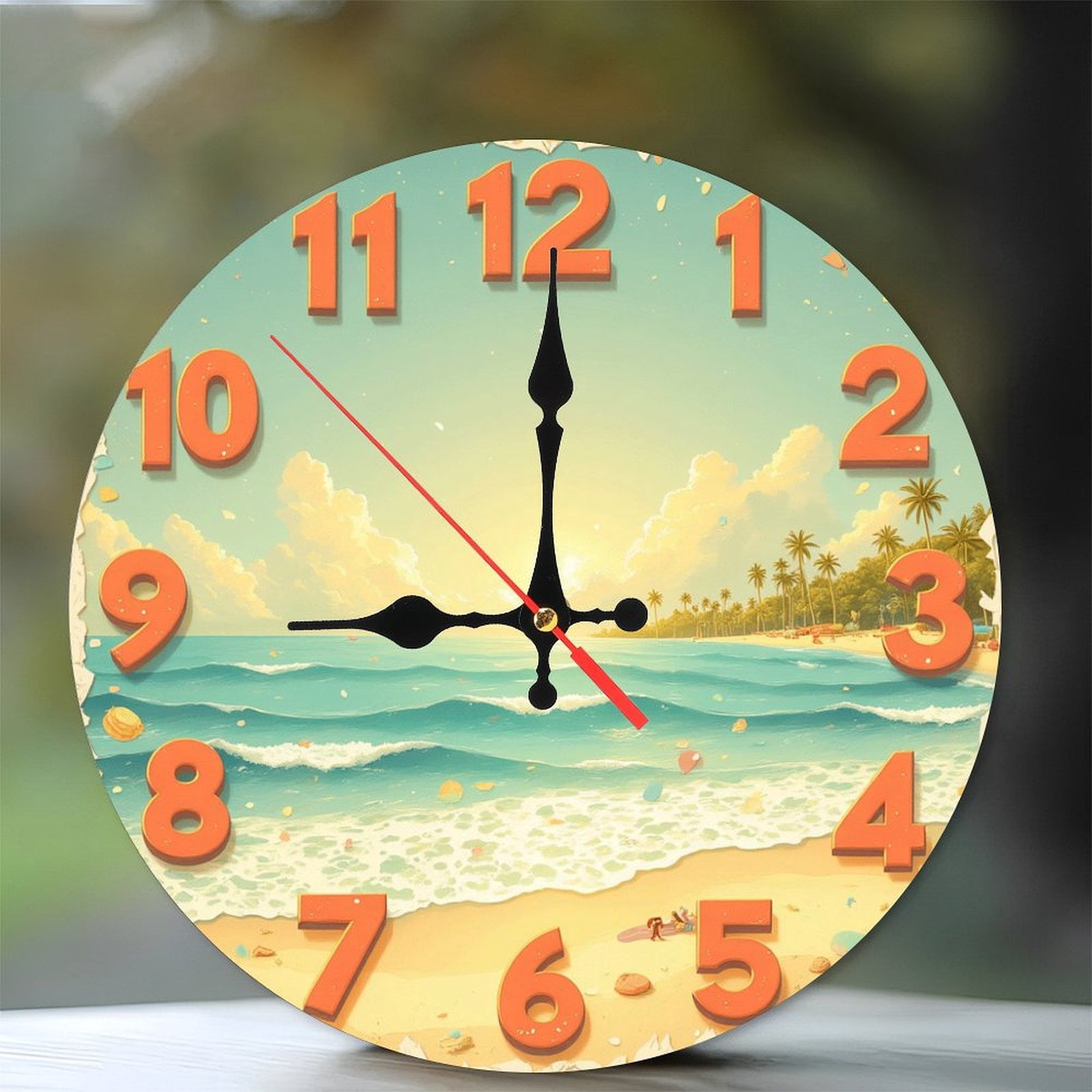 Beach Sunset Ocean Wall Clock Vintage Summer Decor 10-Inch Silent ...