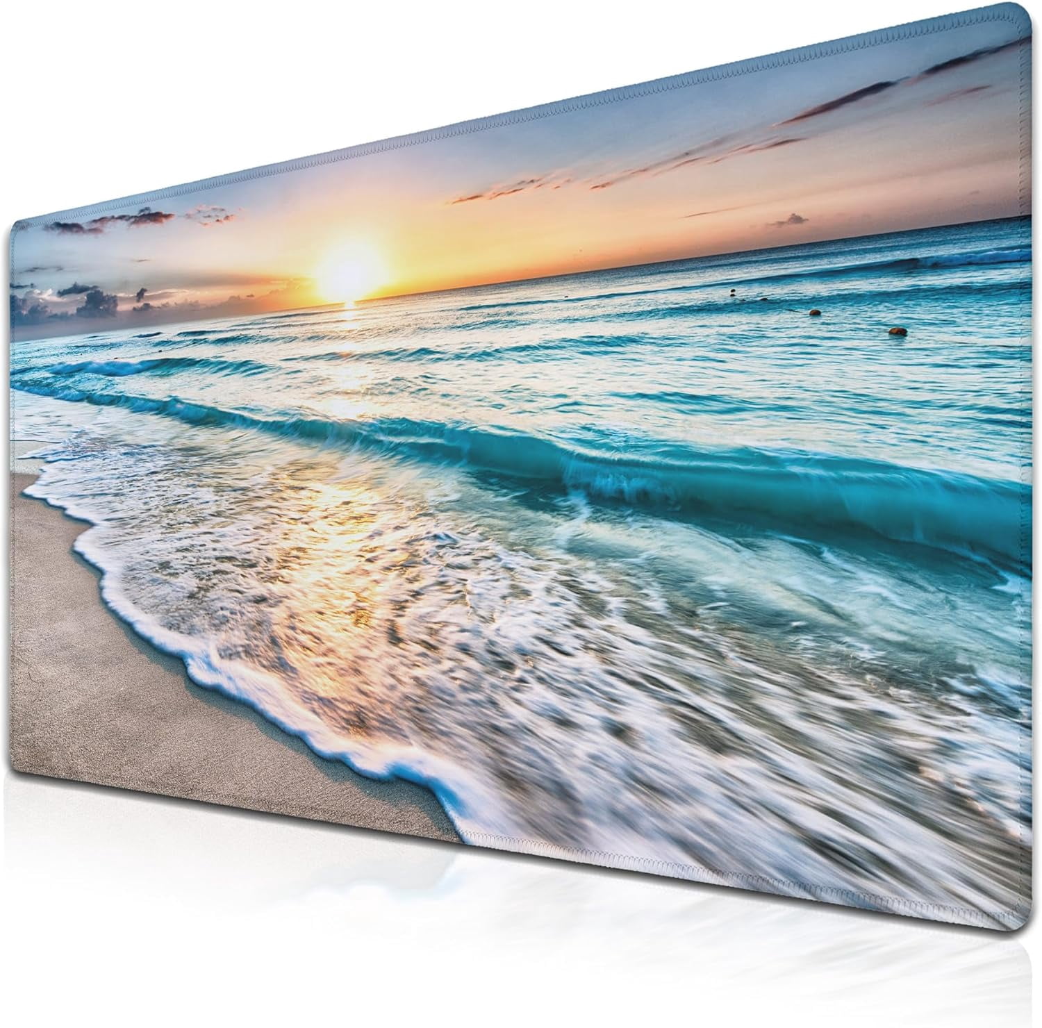 Beach Sunset Ocean Waves Full Desk Mat Kit 35.4x15.7 inch Large ...