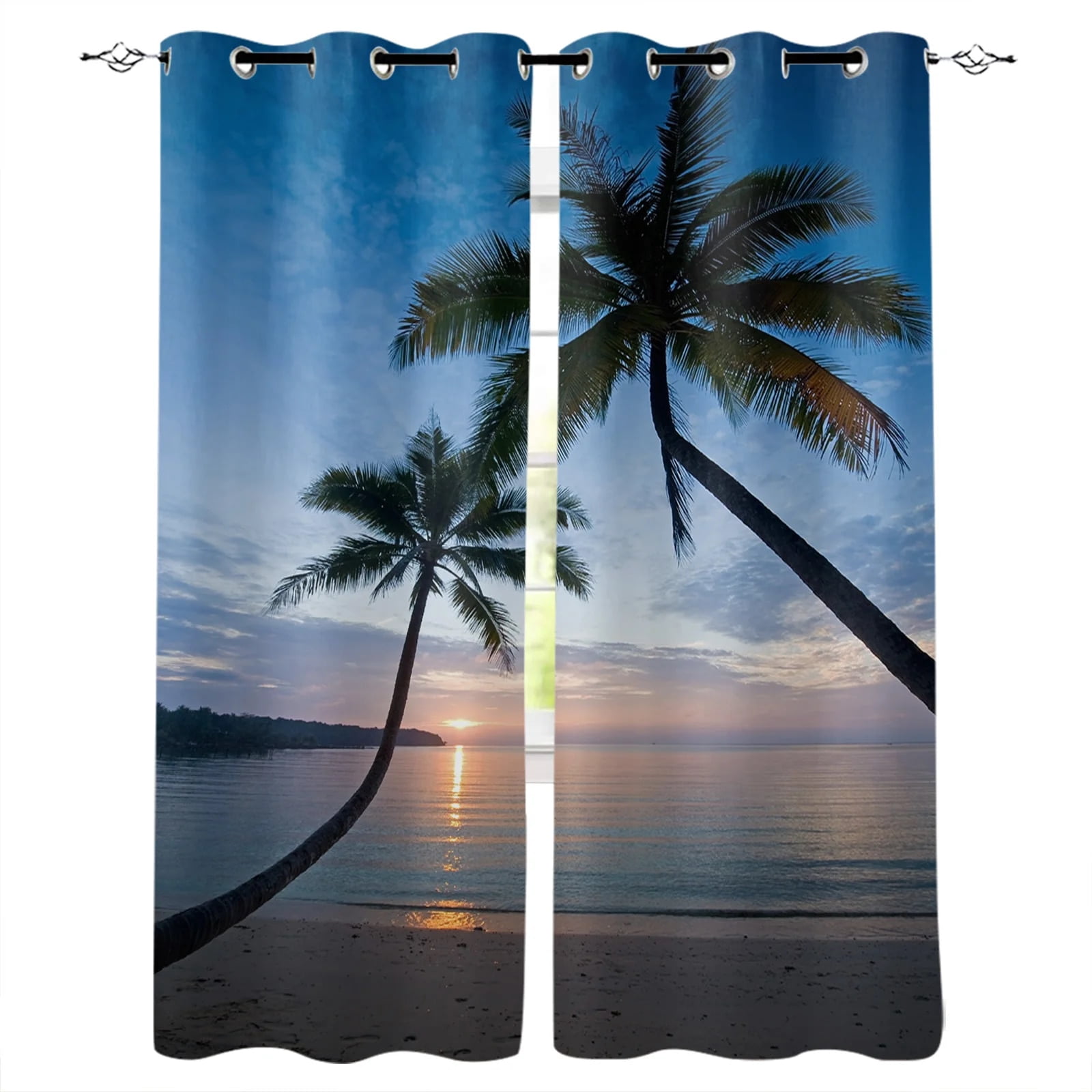 Beach Sunset Ocean Window Interior Curtain Valance Door Room Drape for ...