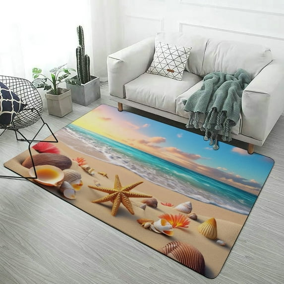 Beach Sunset Seashells Starfish Soft Comfy Area Rugs Carpet Suitable ...