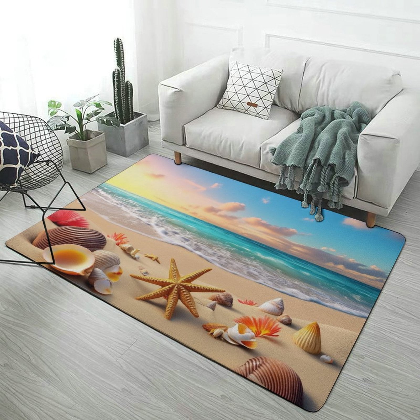 Beach Sunset Seashells Starfish Soft Comfy Area Rugs Carpet Suitable ...