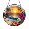 Beach Sunset Stained Glass Suncatcher – Coastal Window Hanging for Home ...
