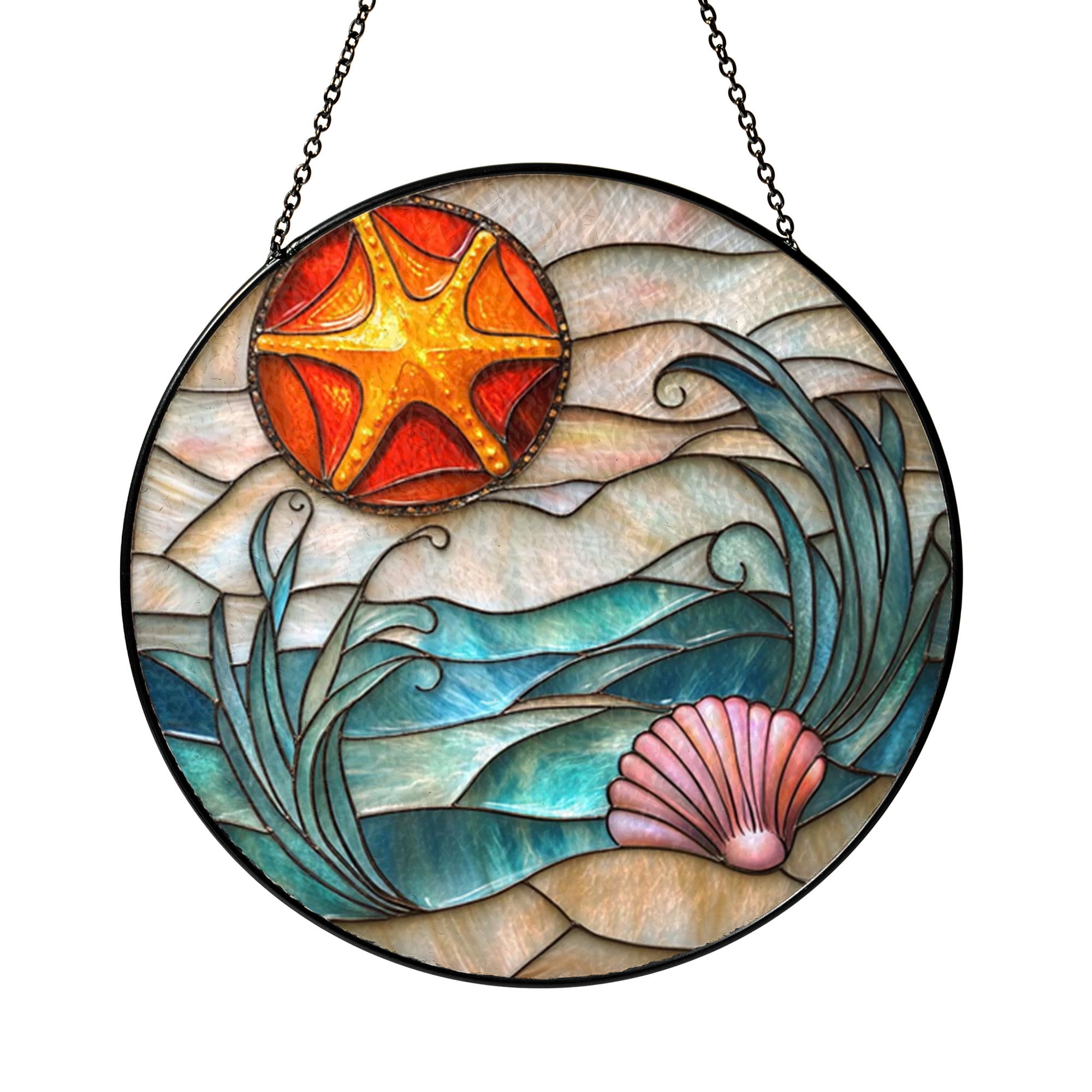 Beach Sunset Stained Glass Suncatcher – Handmade Coastal Window Hanging ...