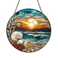 Beach Sunset Stained Glass Suncatcher – Ocean Wave Window Decor ...