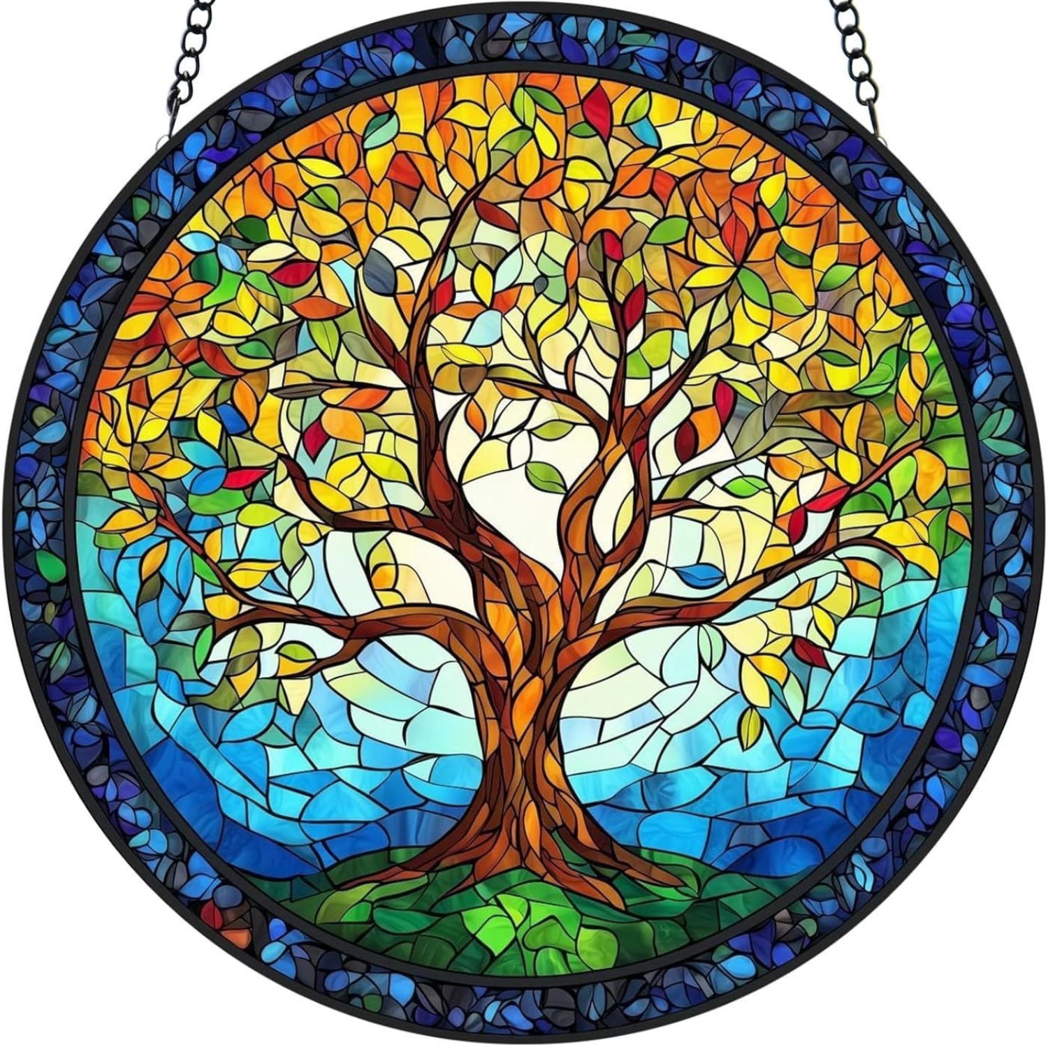 Beach Sunset Sun Catcher Stained Glass Window Hanging Beach Lovers ...