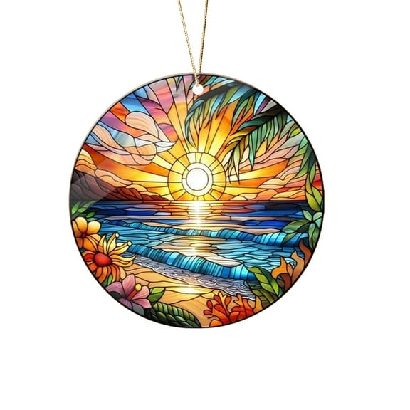 Large Hummingbird Pair Bird Suncatcher 8x8" Stained Glass Effect ...