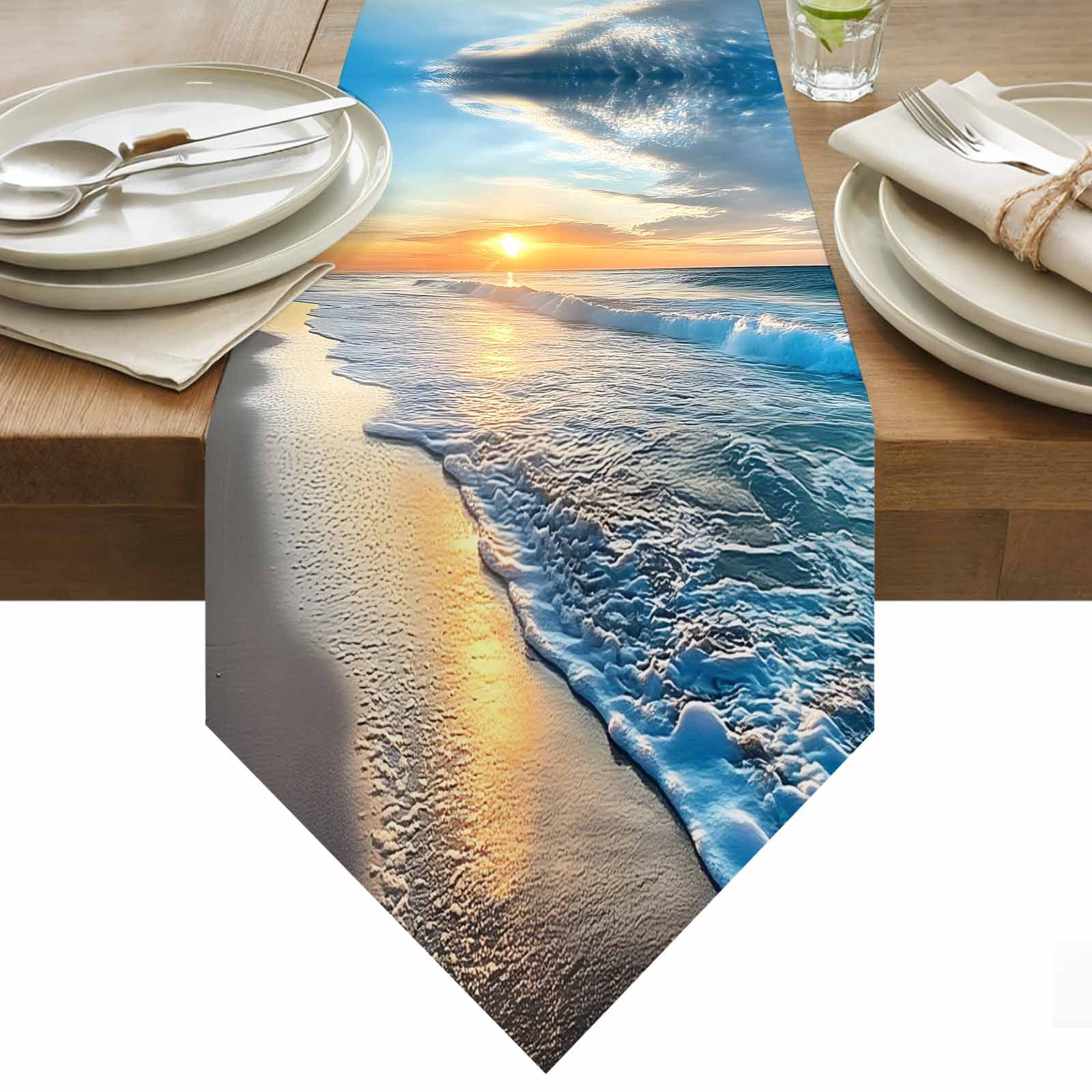 Beach Sunset Table Runner 108 Inches Long Ocean Spray Sea Romance ...