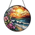 Beach Sunset Theme Fantasy Stained Glass Window Hanging, Decorative ...