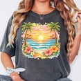 Beach Sunset Tropical Palm Tree Coastal Landscape T-shirt - Walmart.com