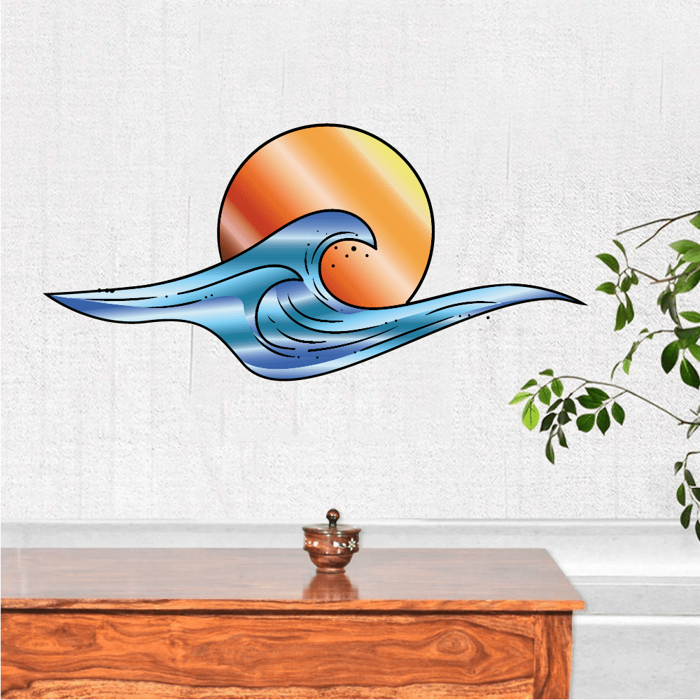 Beach Sunset Wave Waves Vinyl Stained Glass Film Static Cling Window ...