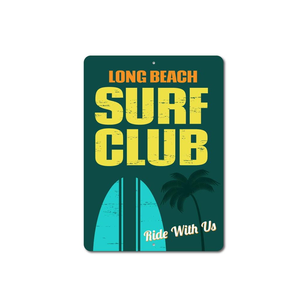 Beach Surf Club Sign, Custom Surfer Ride with Us Decor, Palm Tree ...