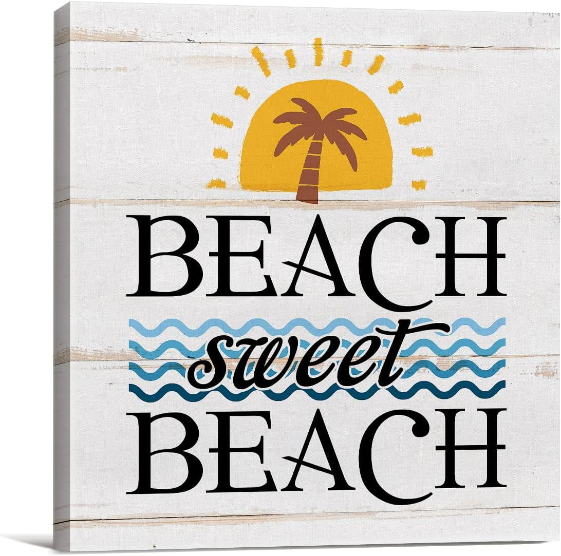 Beach Sweet Beach Wood Box Sign Desk Decor Beach Wooden Block Plaque ...