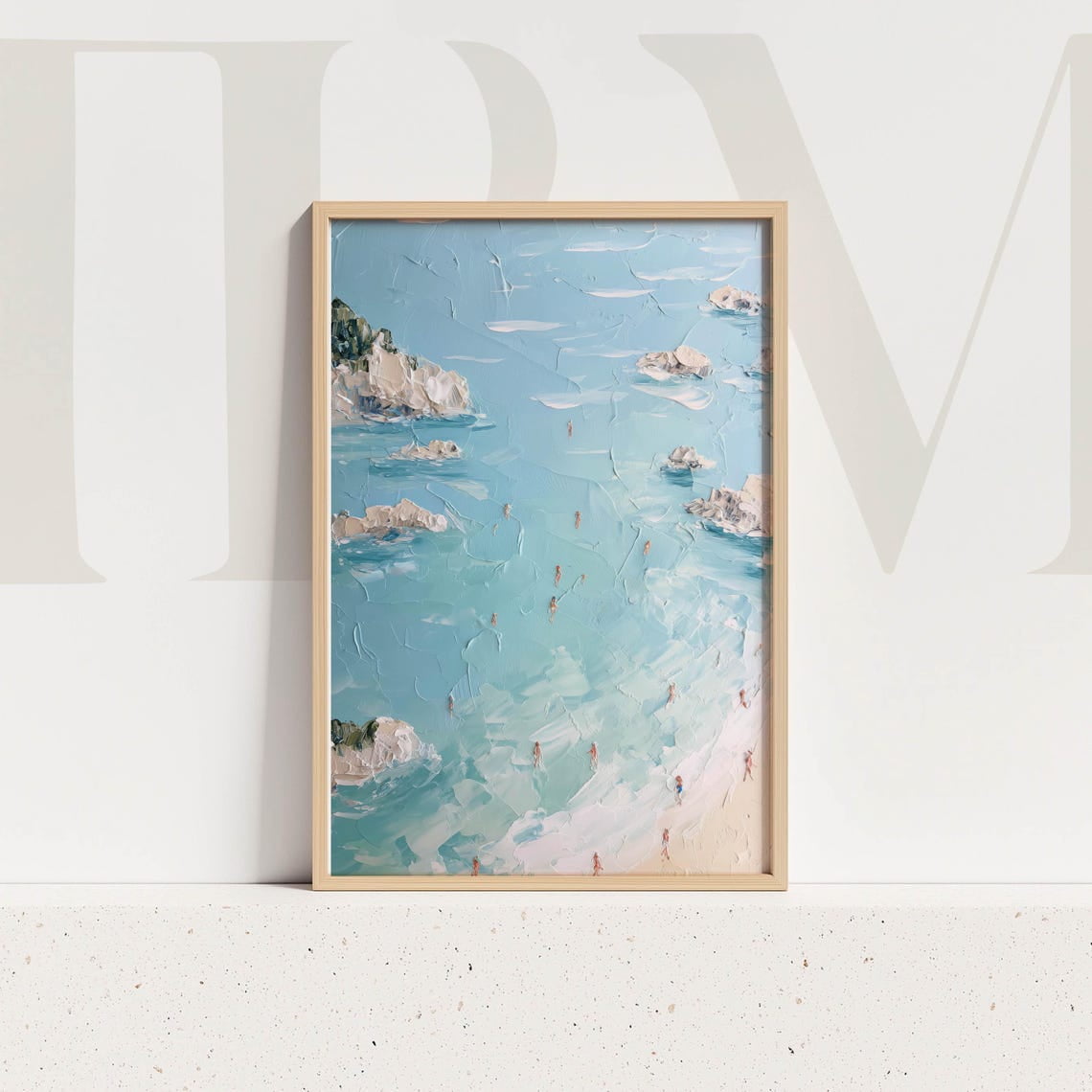 Beach Swimmers Print, Turquoise Coastal Art Home Decor #576, Unframed ...