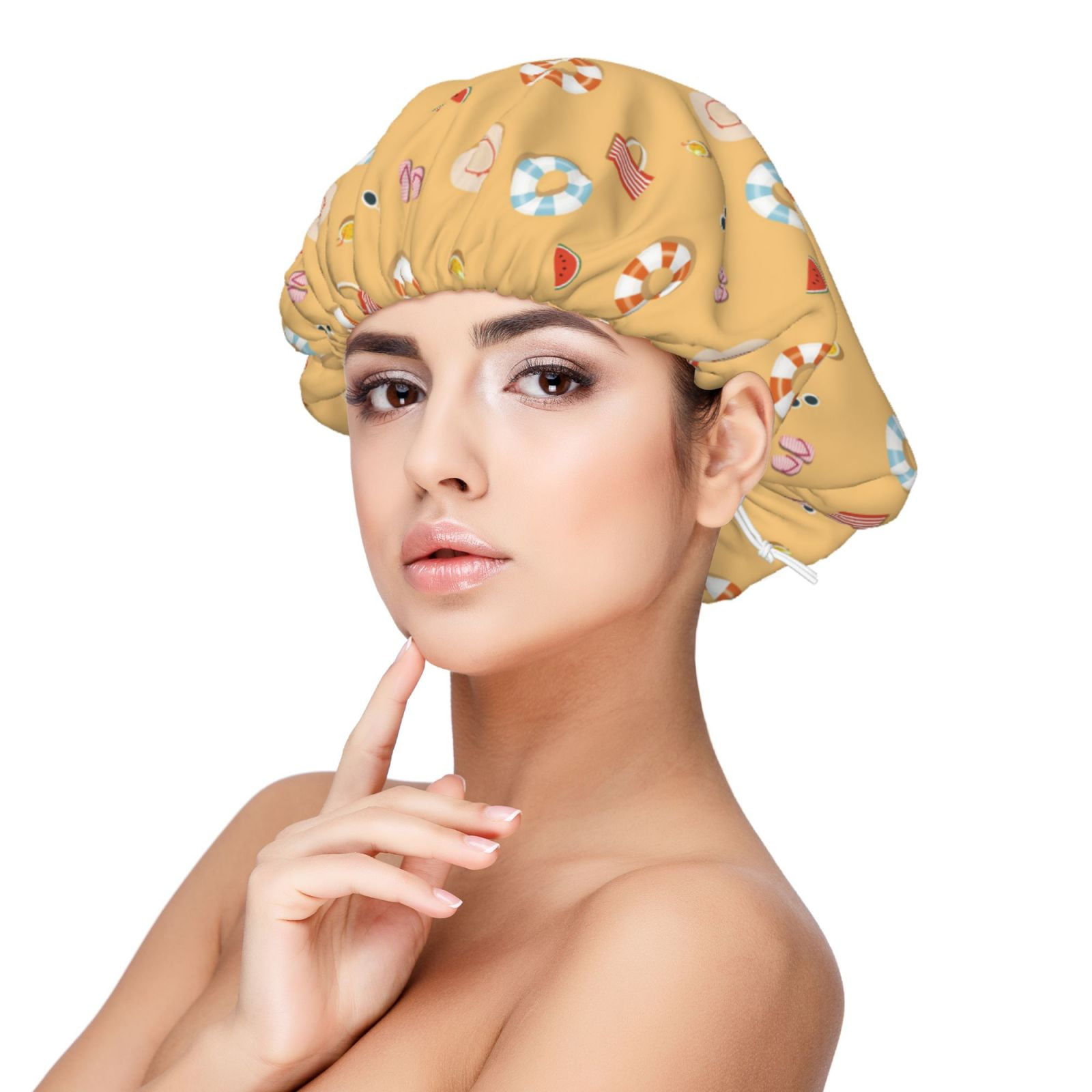 Beach Swimming Ring Silk Bonnet for Sleeping Women Men, Adjustable ...