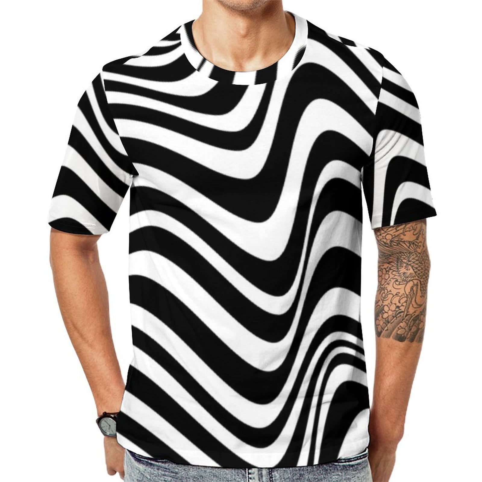 Beach T Shirt Classic Striped Vintage T Shirts Horizontal Black Stripes ...