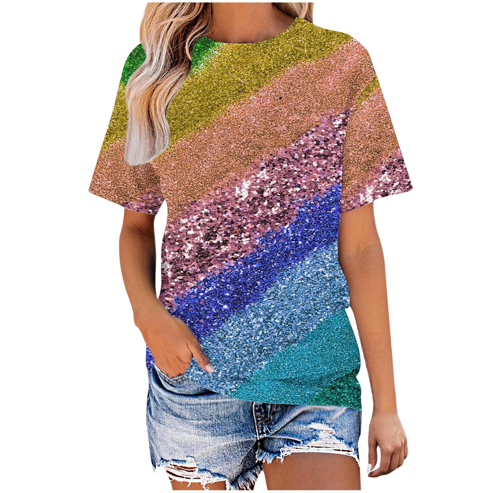 Baikeli Beach T Shirts For Women 2024 Short Sleeve Shirts For Women