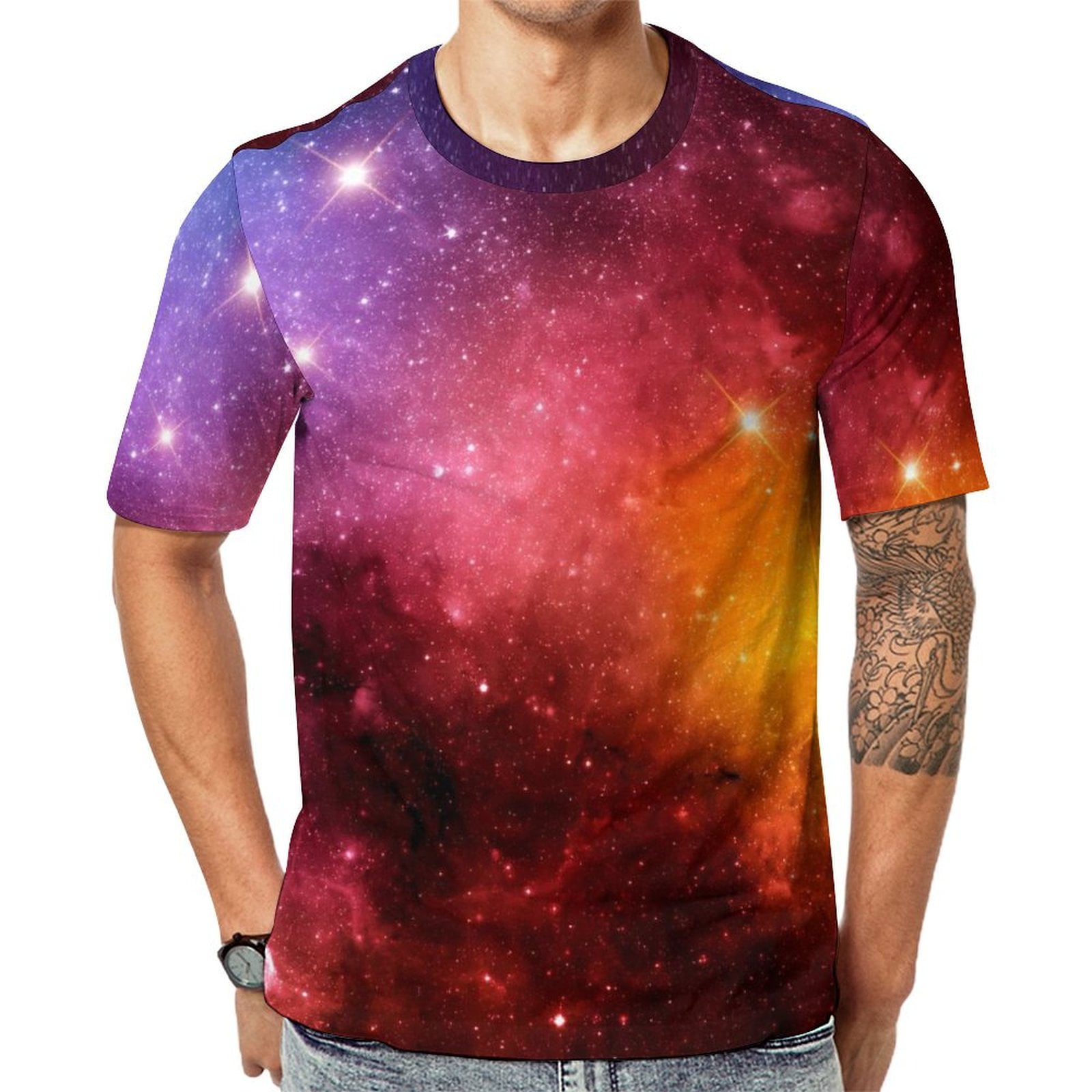 Beach TShirt Purple And Blue Galaxy T Shirts Outer Space Casual Hippie ...