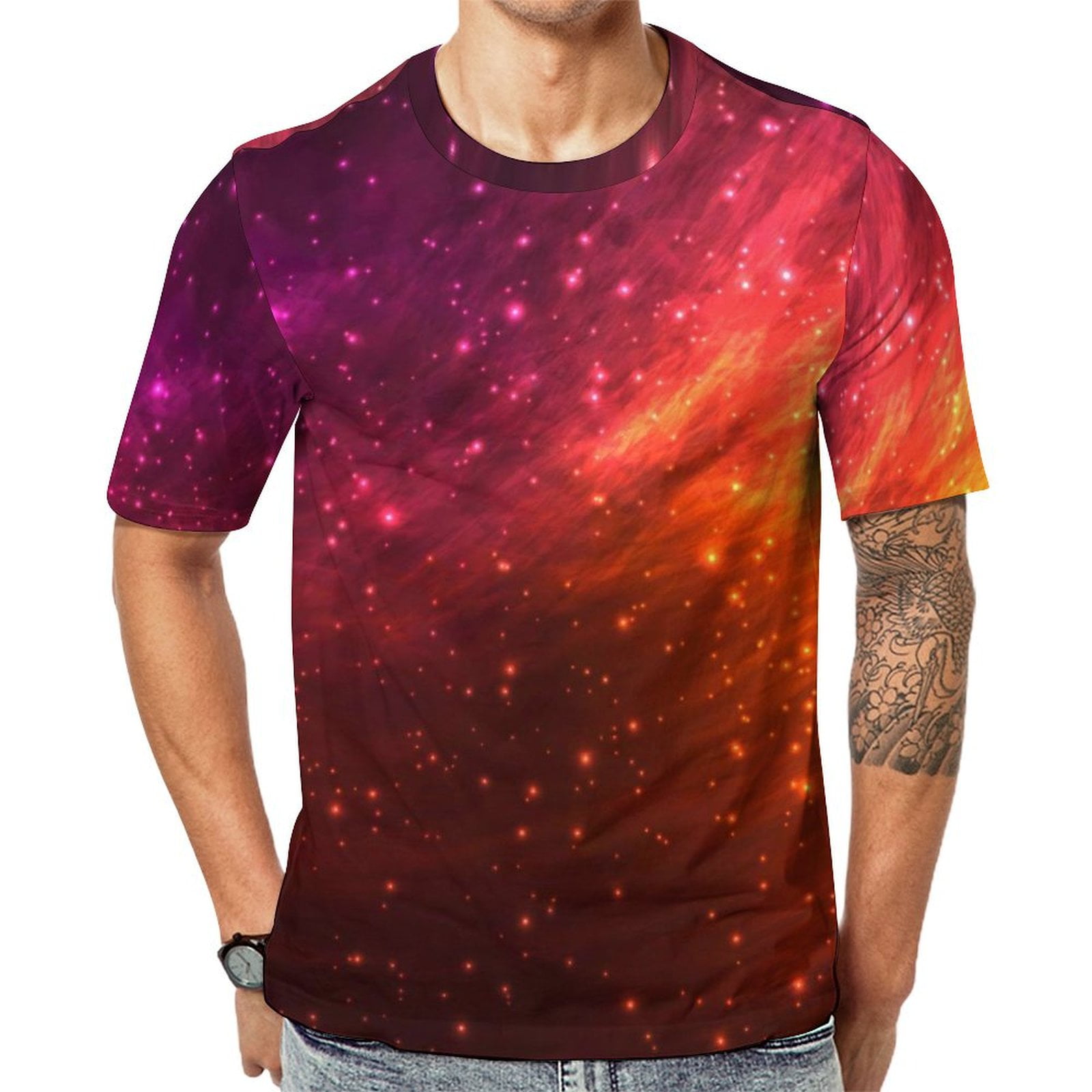 Beach TShirt Purple And Blue Galaxy T Shirts Outer Space Casual Hippie ...