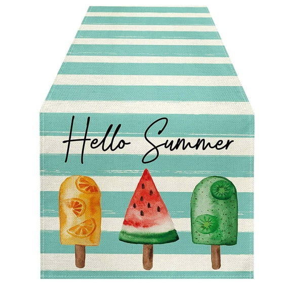 Beach Table Runner, Coastal Tablecloth Linen, Summer Beach Printed Flax ...