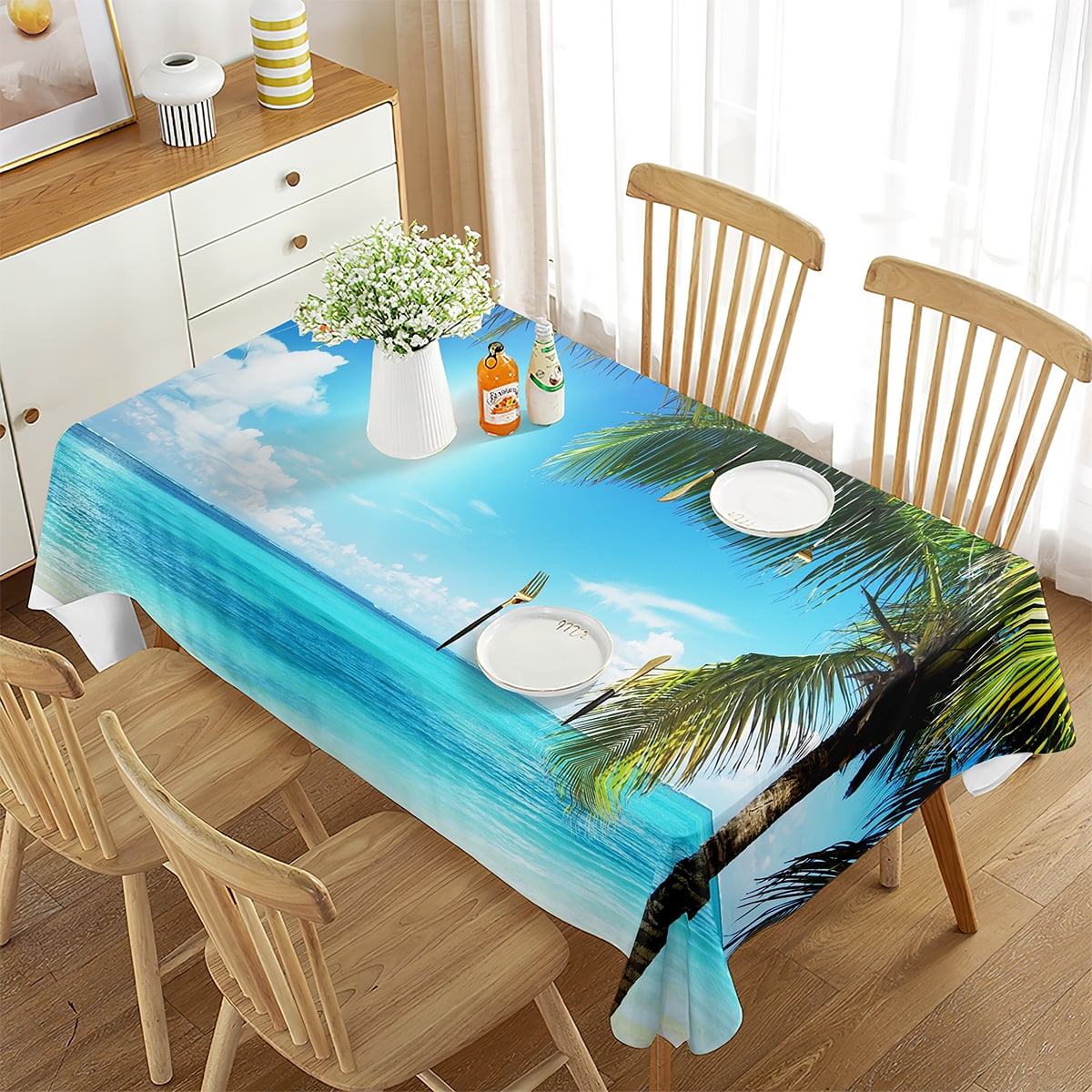 Beach Tablecloths Summer Sea Coconut Trees Home r Table Cloths ...