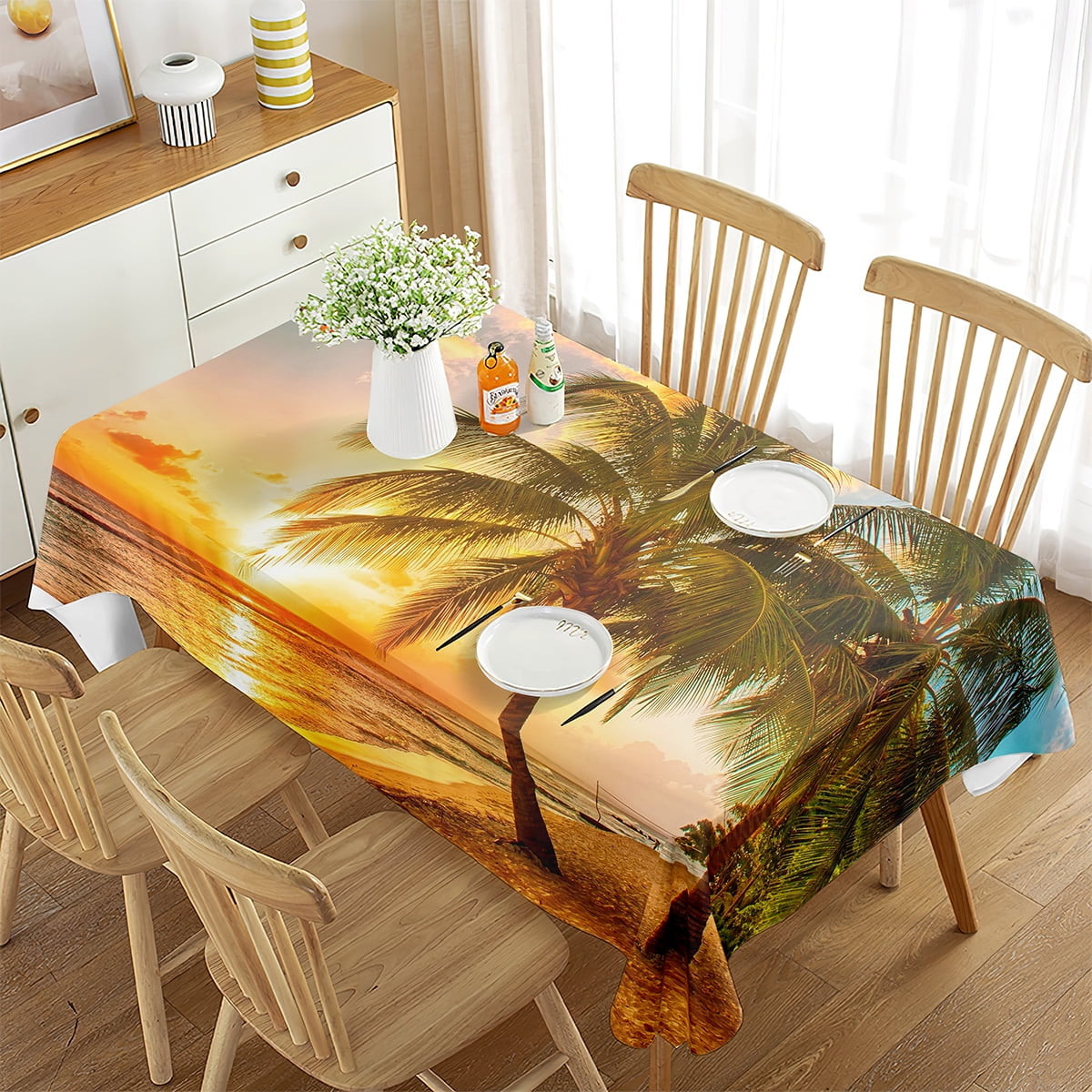 Beach Tablecloths Summer Sea Coconut Trees Home r Table Cloths ...