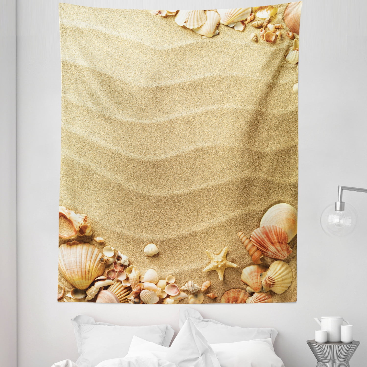 Beach Tapestry, Nautical Composition About Sandy Frame Surrounded by ...