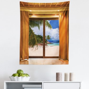 YKCG Window Ocean View Wall Hanging Tapestry Wall Art 80x60 inches ...