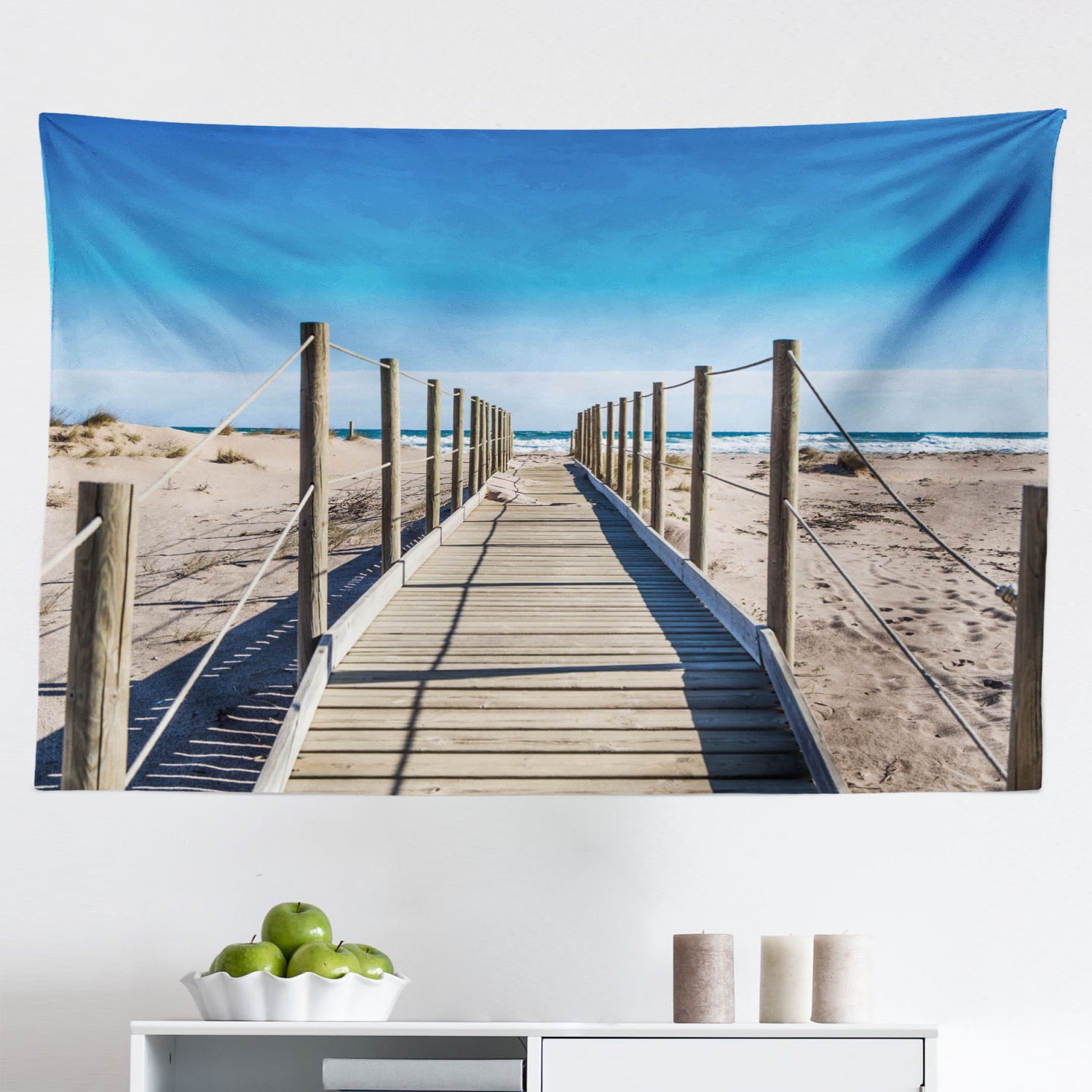 Beach Tapestry, Walkway into The Wild Idyllic Endless Sky Relaxing ...