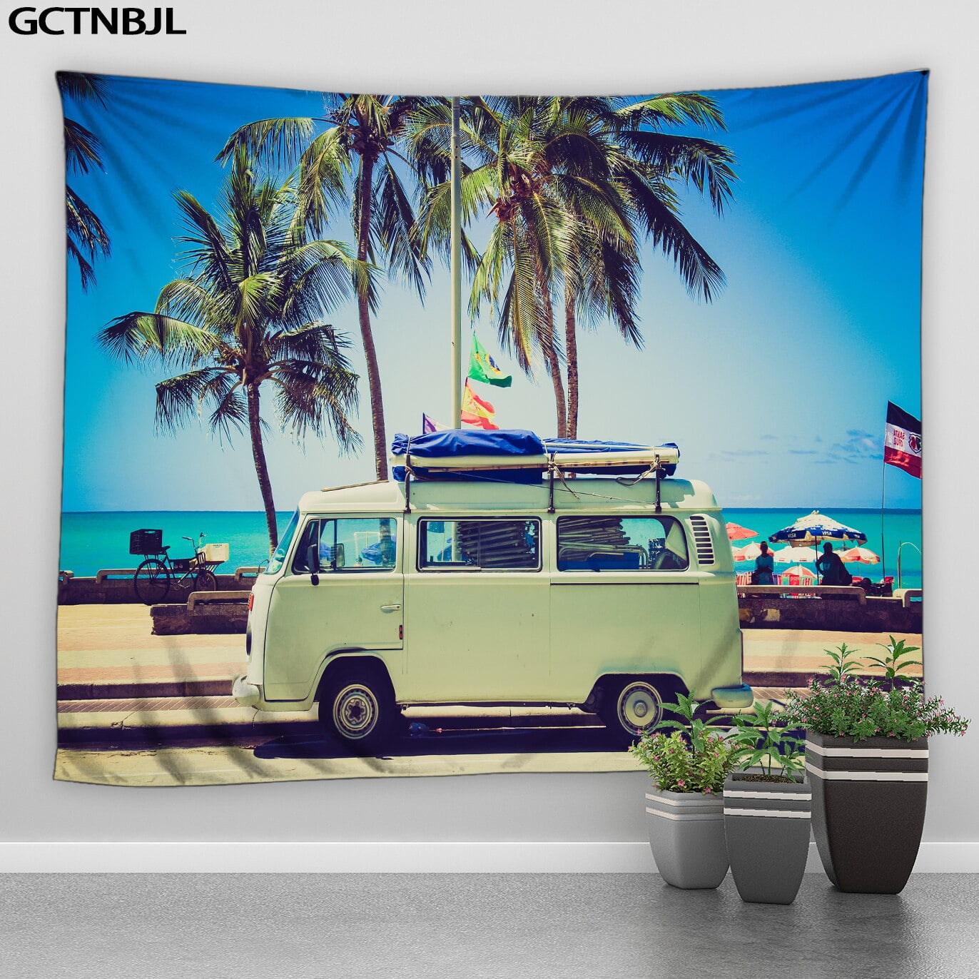 Beach Tapestry Wall Hanging Coconut Tree Wall Tapestry Surf Bohemian ...